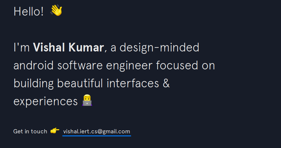 Vishal Kumar | Android Software Engineer